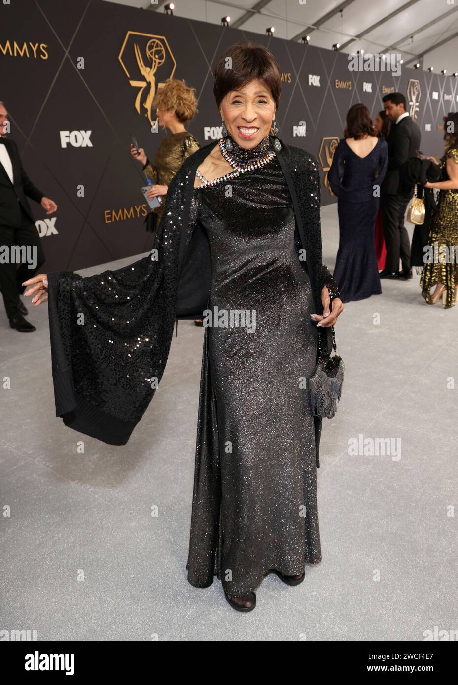 Marla Gibbs walks the red carpet at the 75th Emmy Awards on Monday, Jan. 15, 2024 at the Peacock ...