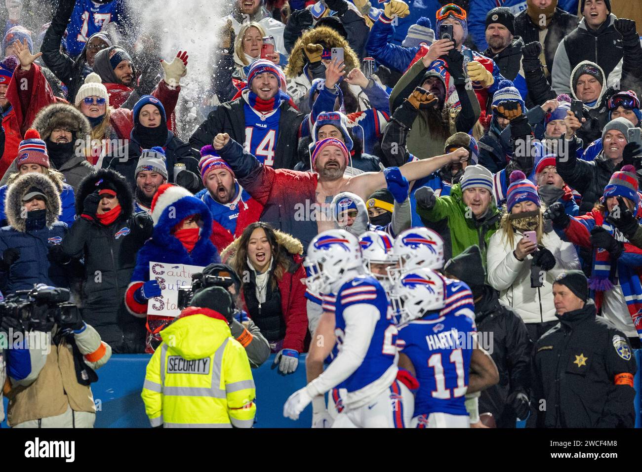 Buffalo Bills fans celebrate after a touchdown during an NFL wild-card ...