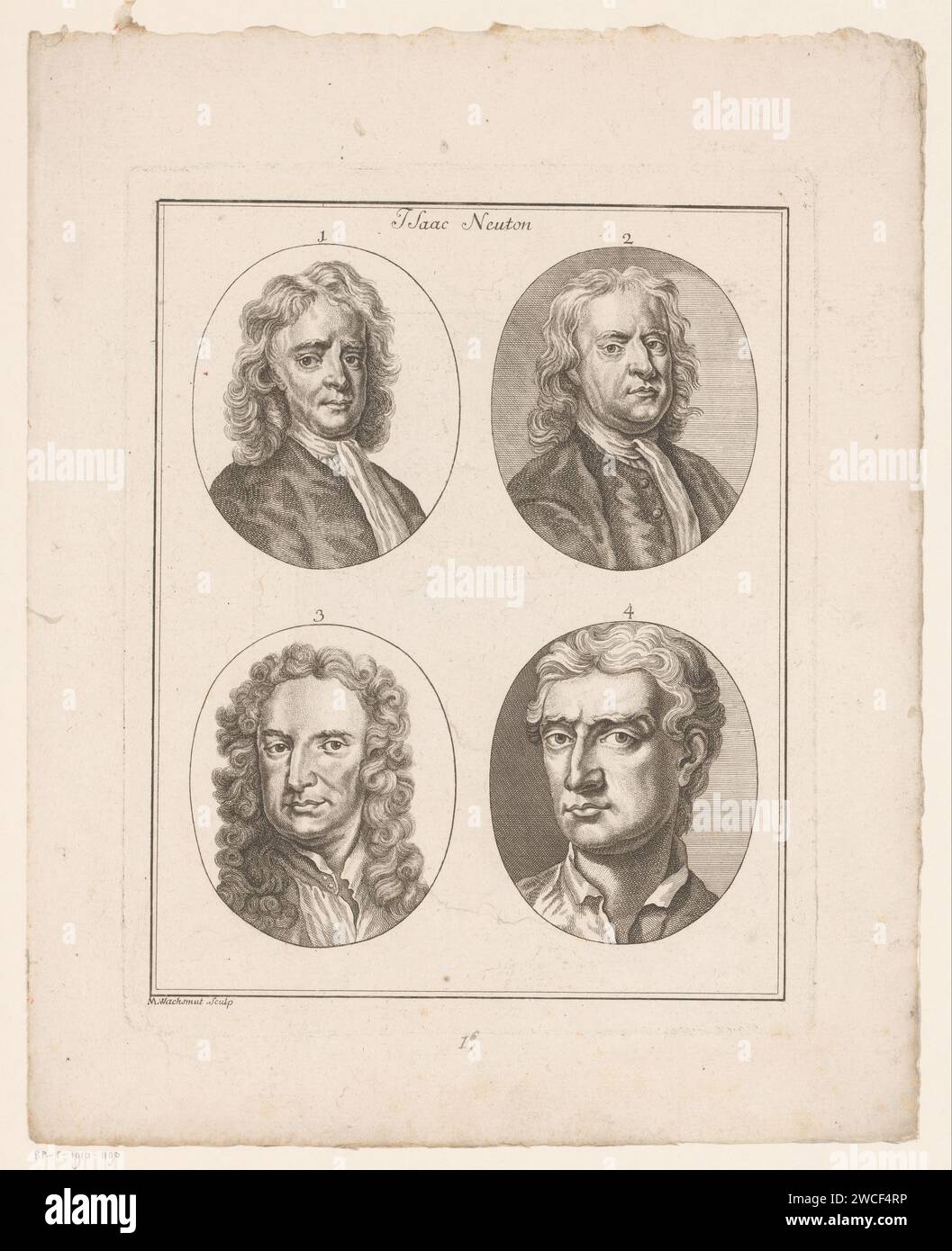 Four portraits of Sir Isaac Newton, Michael Wachsmuth, c. 1760 - c ...