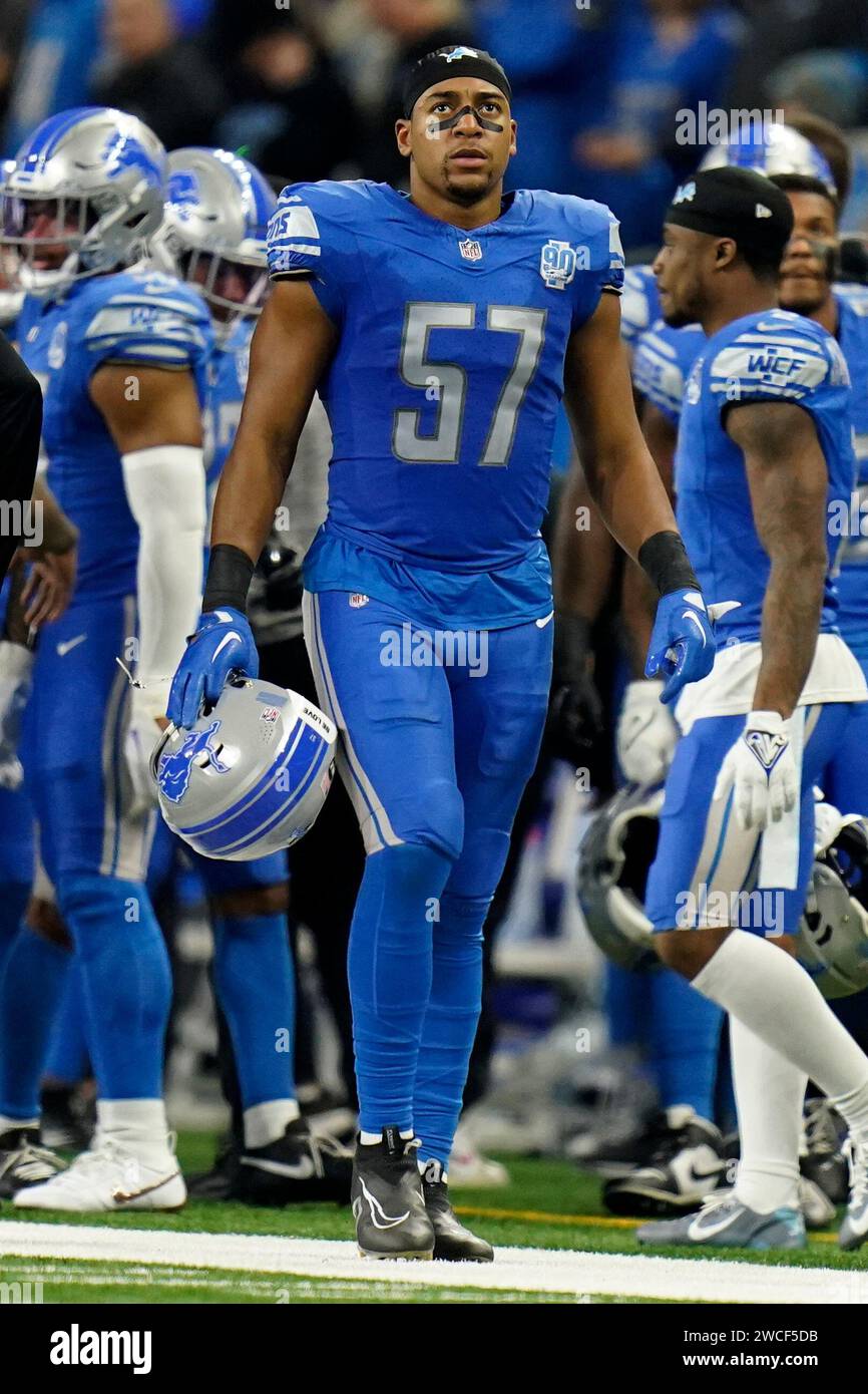 Detroit Lions linebacker Anthony Pittman (57) during an NFL wild-card football game against the ...