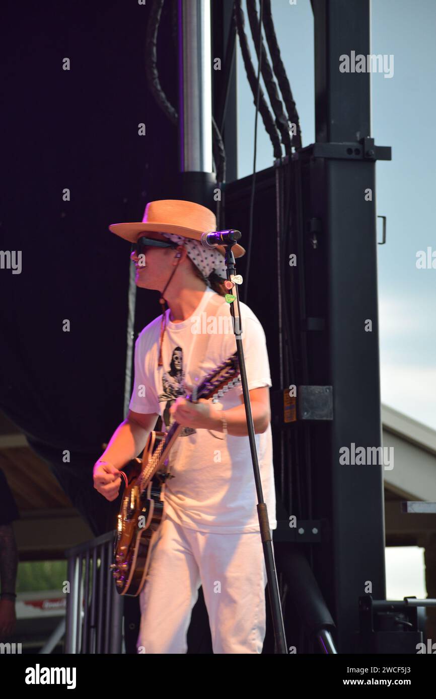 Cheap Trick performs in Sherman Texas, during what would become a rain ...