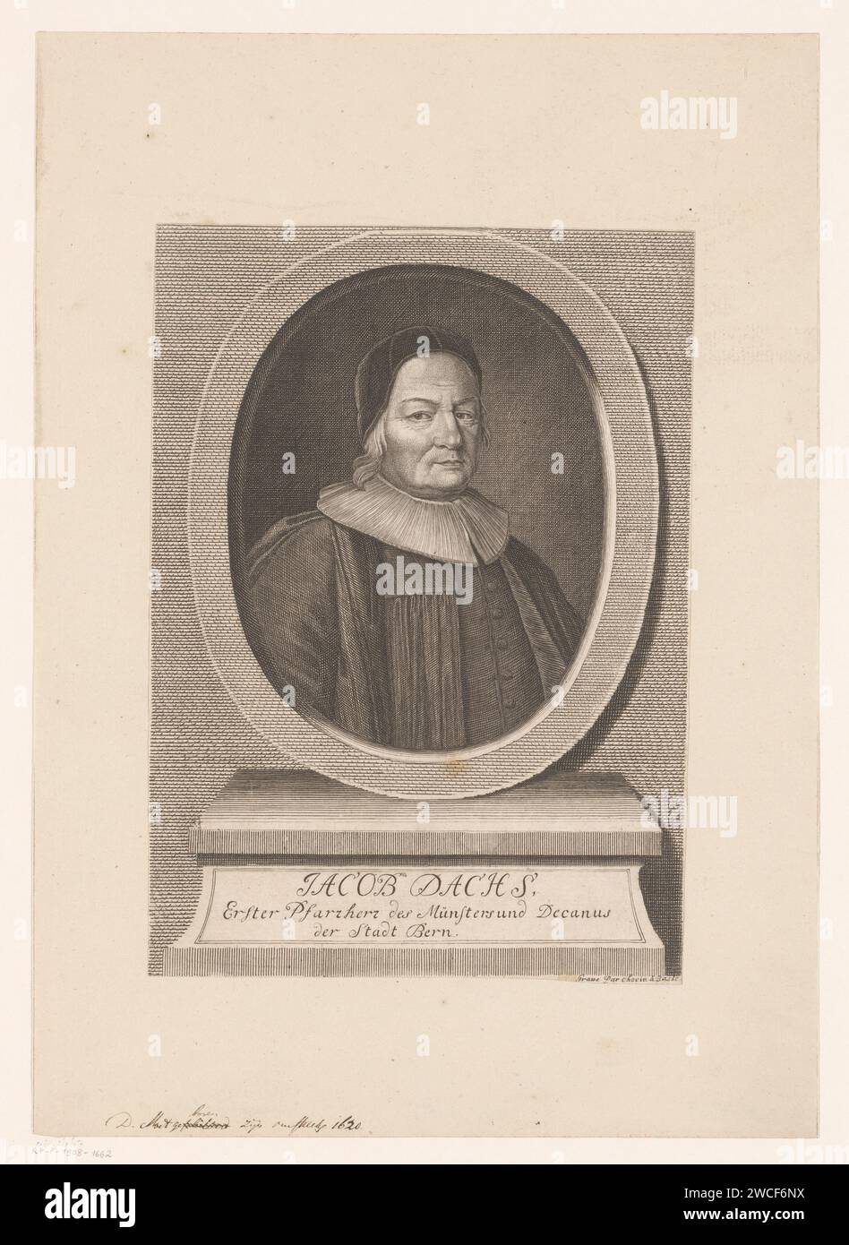 Portret van Jacob Dach, Jacques Antoine Chovin, 1730 - 1776 print Basel ...