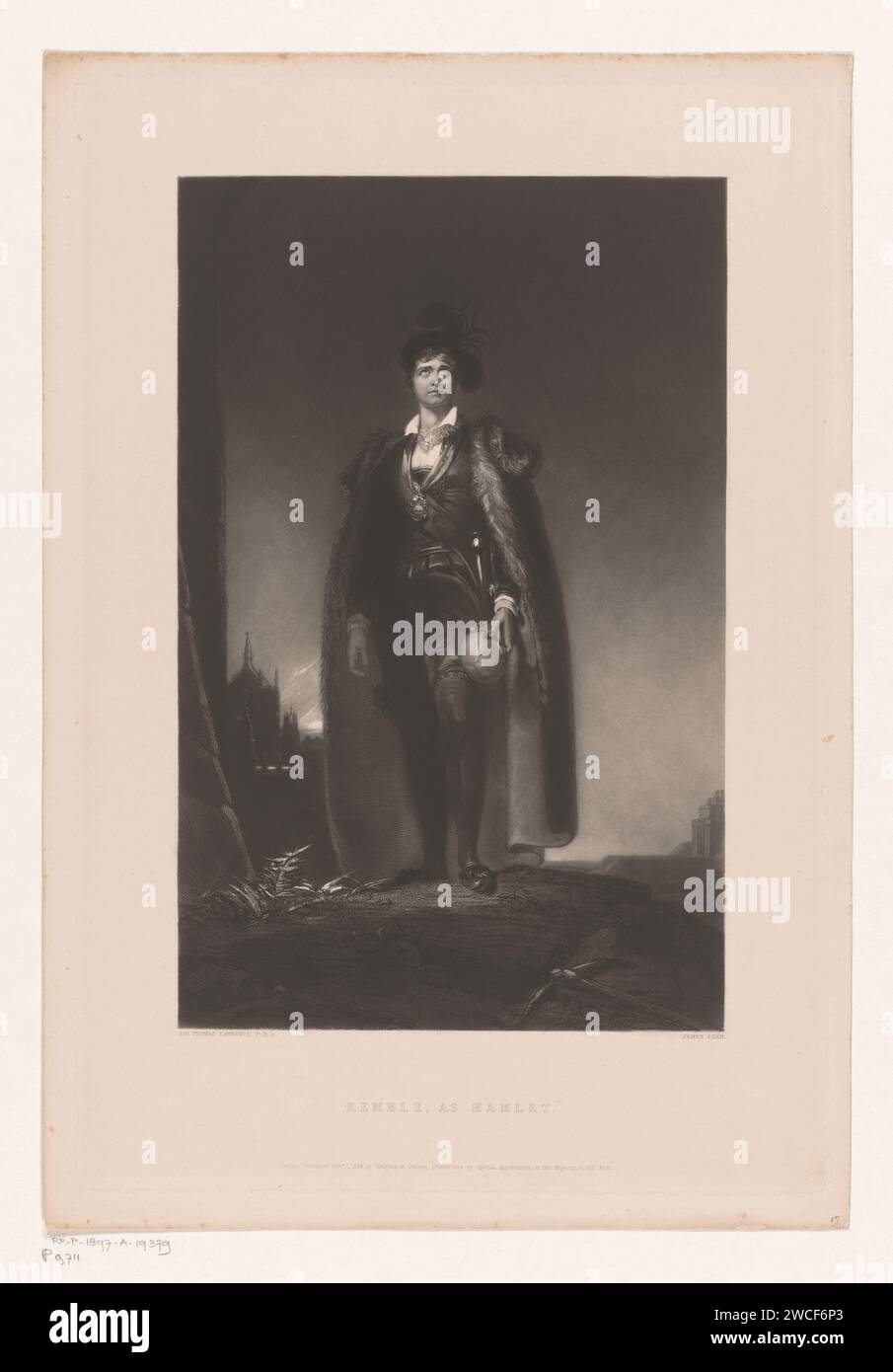 Portrait of John Philip Kemble, as Hamlet, James Egan, after Thomas ...