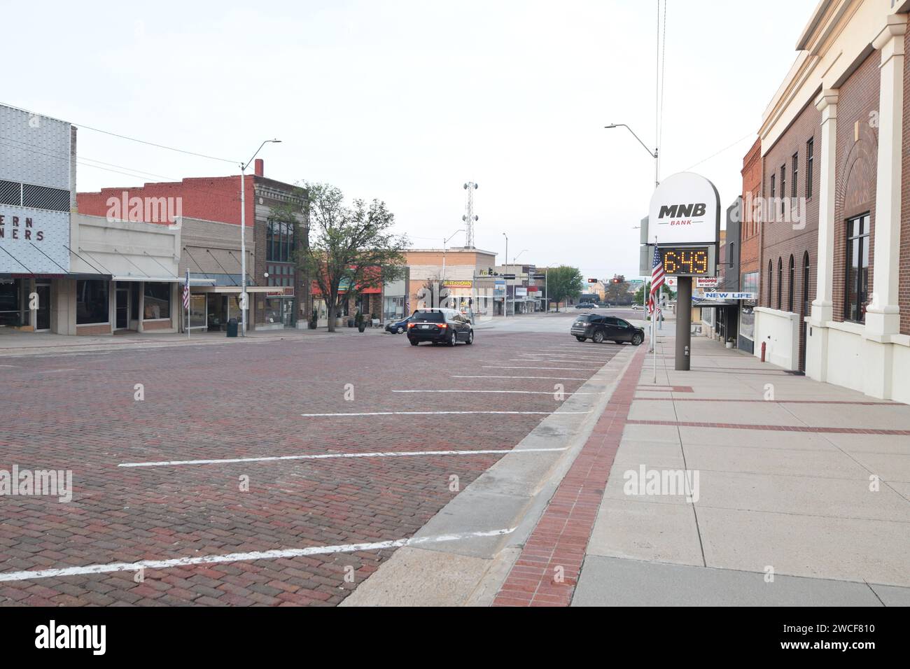 Brick street, early morning, in downtown McCook Nebraska - May 2023 ...