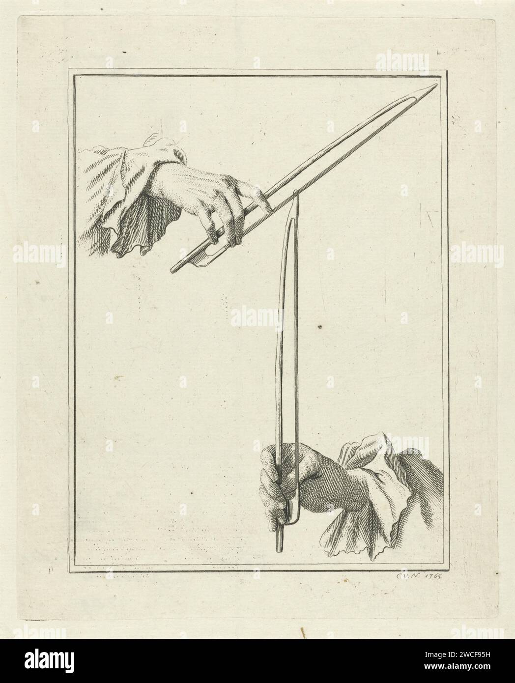Ironing Staps, Cornelis van Noorde, 1765 print Two right hands, both ...
