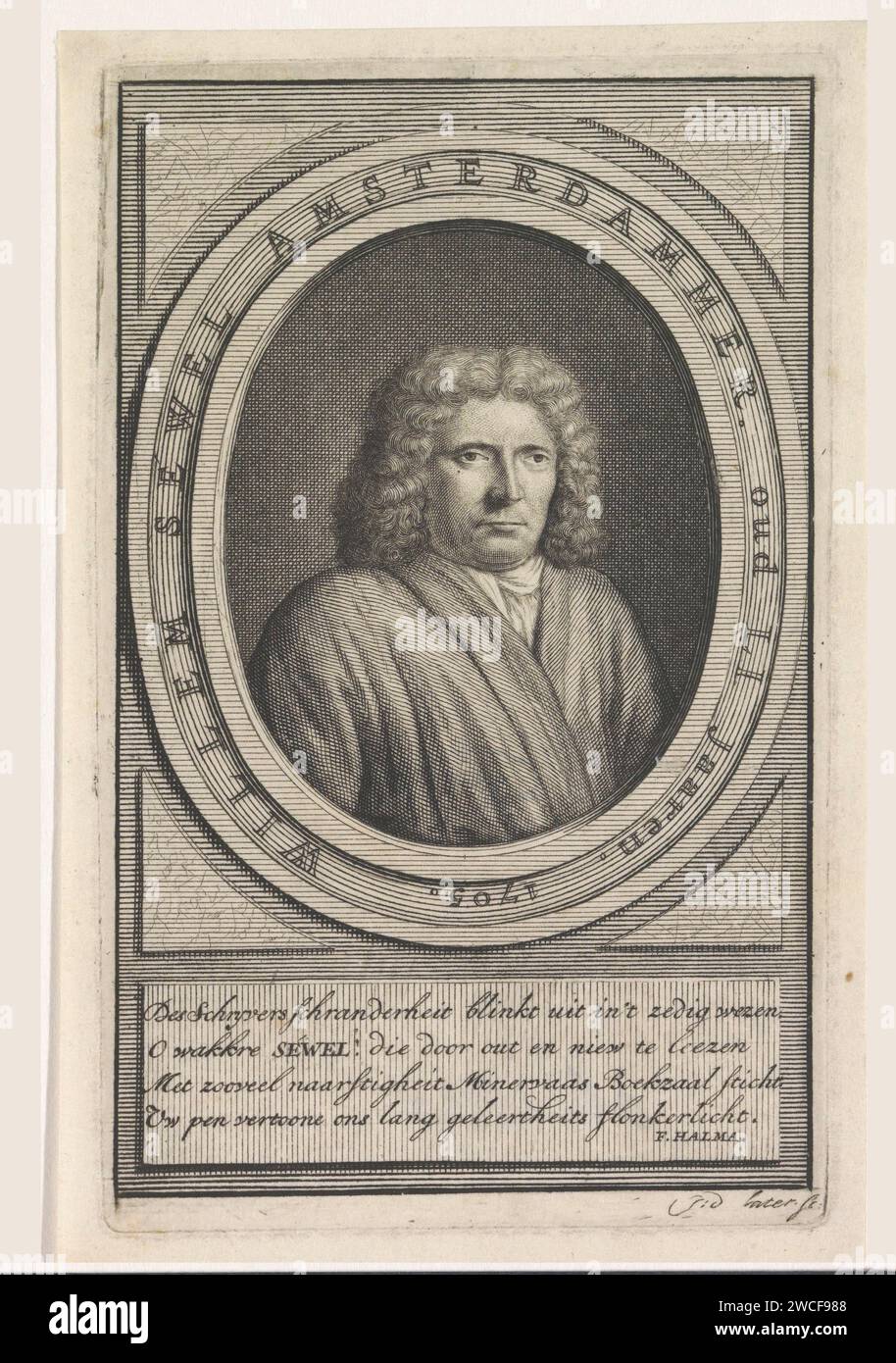 Portrait of Willem Sewel, Jacob de Later, after Gerrit Rademaker, 1705 ...