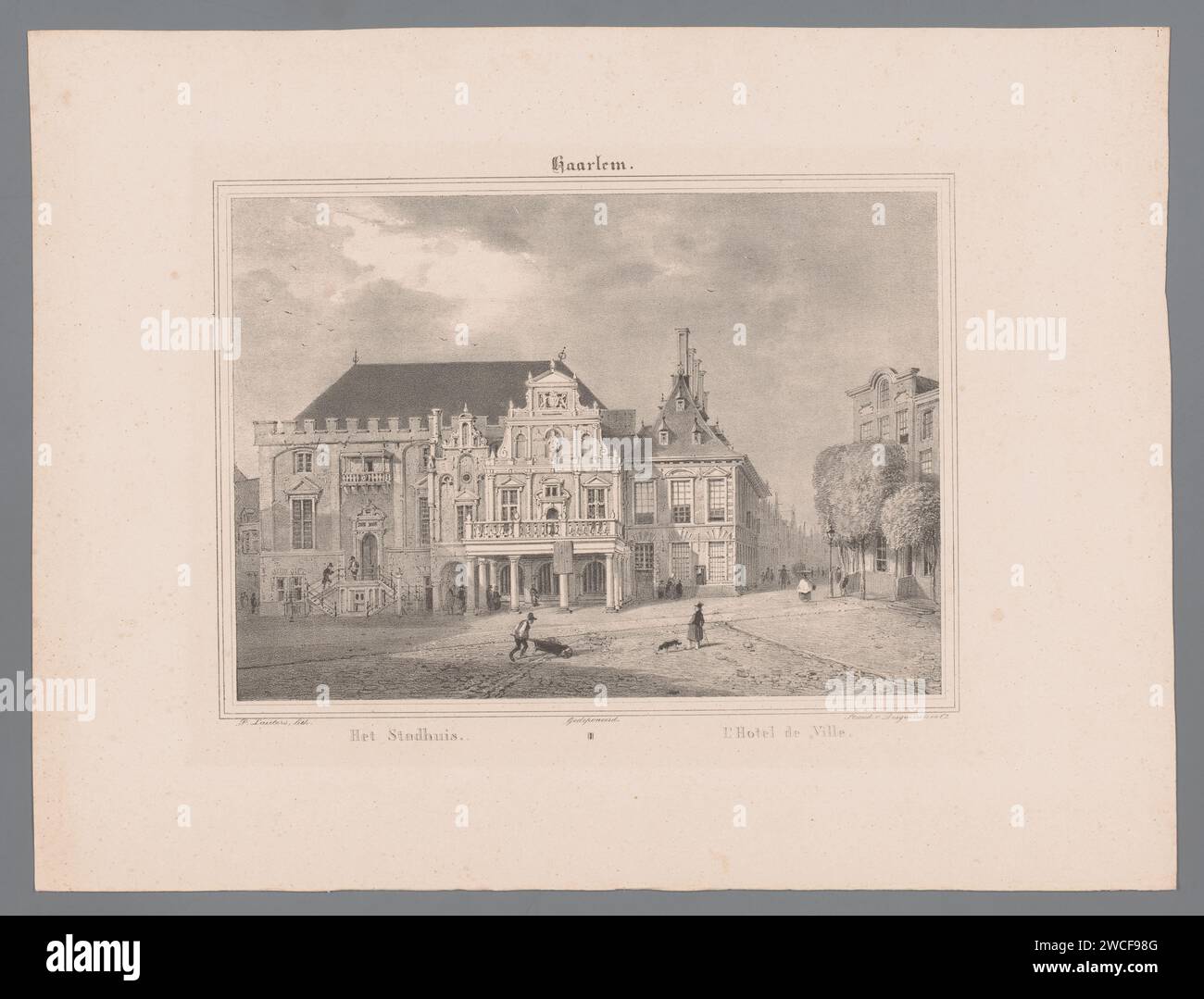 View of the town hall of Haarlem, Paulus Lauters, 1827 - 1875 print ...