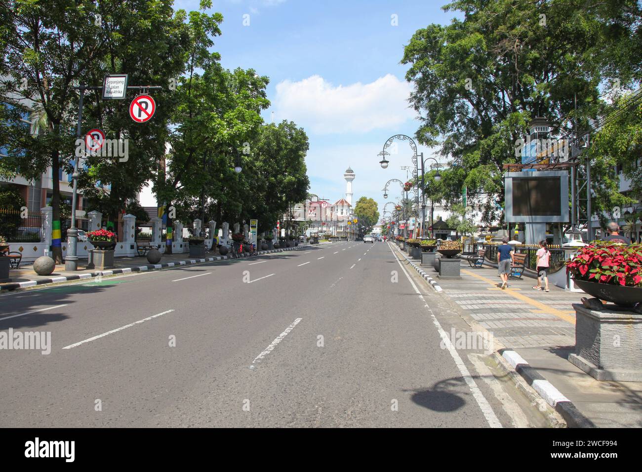 Asia Afrika Street or Jl Asia Afrika in downtown Bandung City, West ...