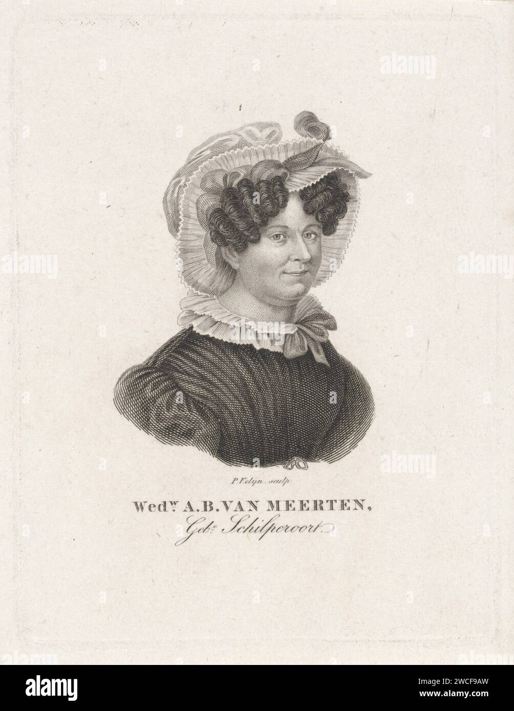 Portrait of Anna Barbara van Meerten -Schildperoort, Philippus Velijn, 1833 - 1836 print ...