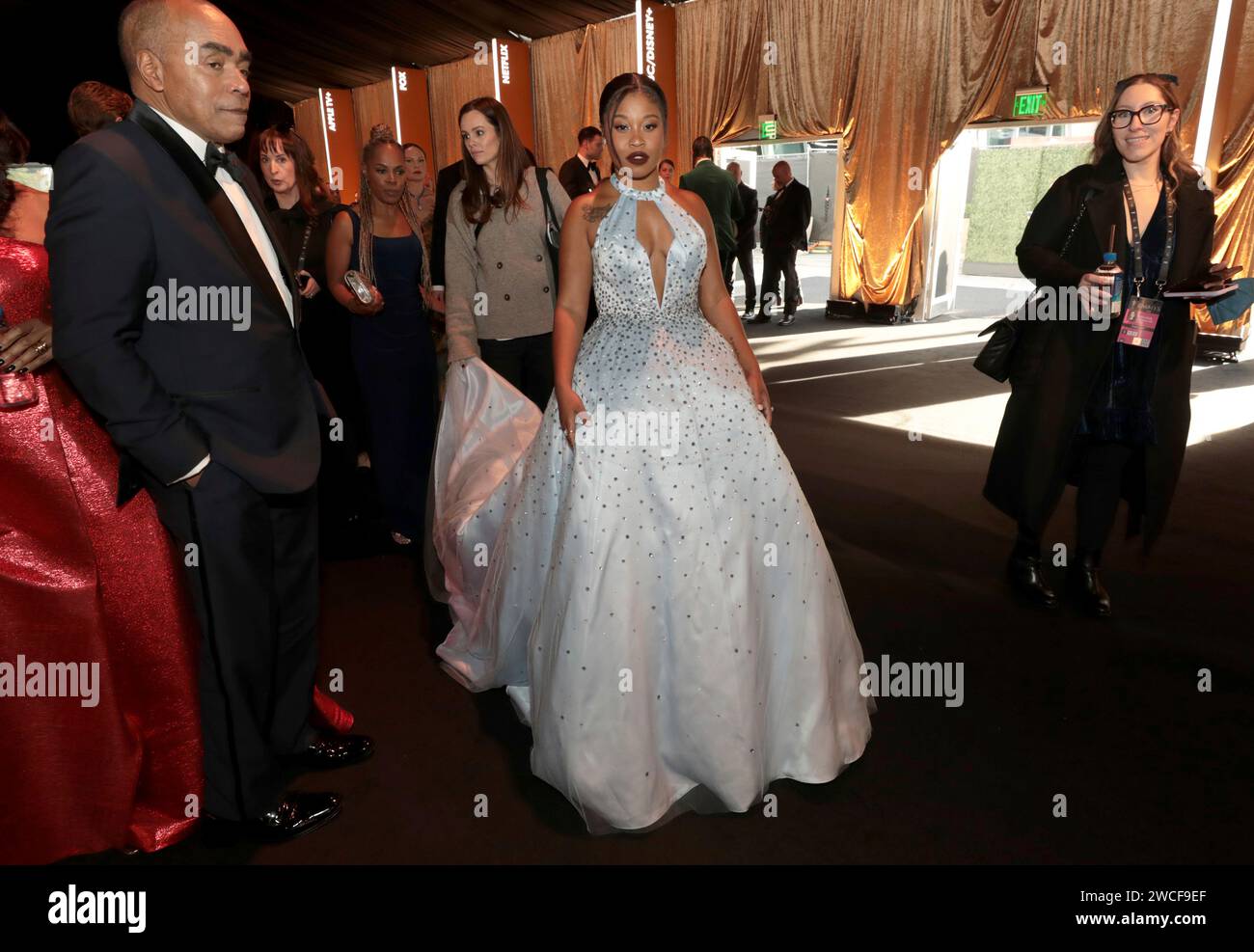 Dominique Fishback walks the red carpet at the 75th Emmy Awards on ...