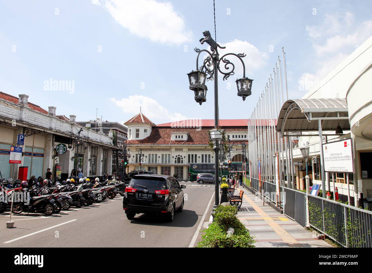 Braga Street with Dutch colonial buildings in Bandung, Indonesia and ...