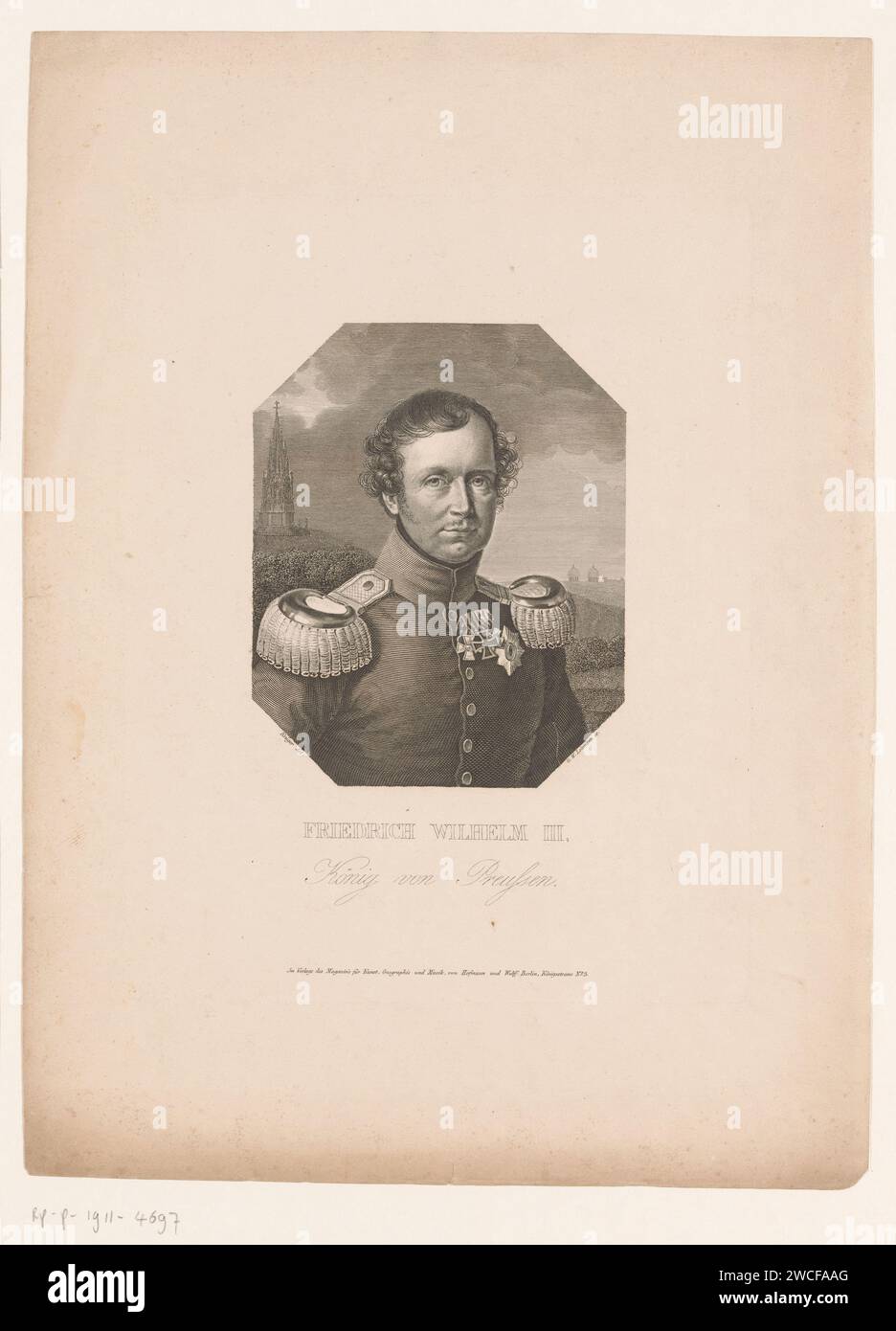 PortraT van Friedrich Wilhelm III van Pruisen, G.W. Lehmann, after ...