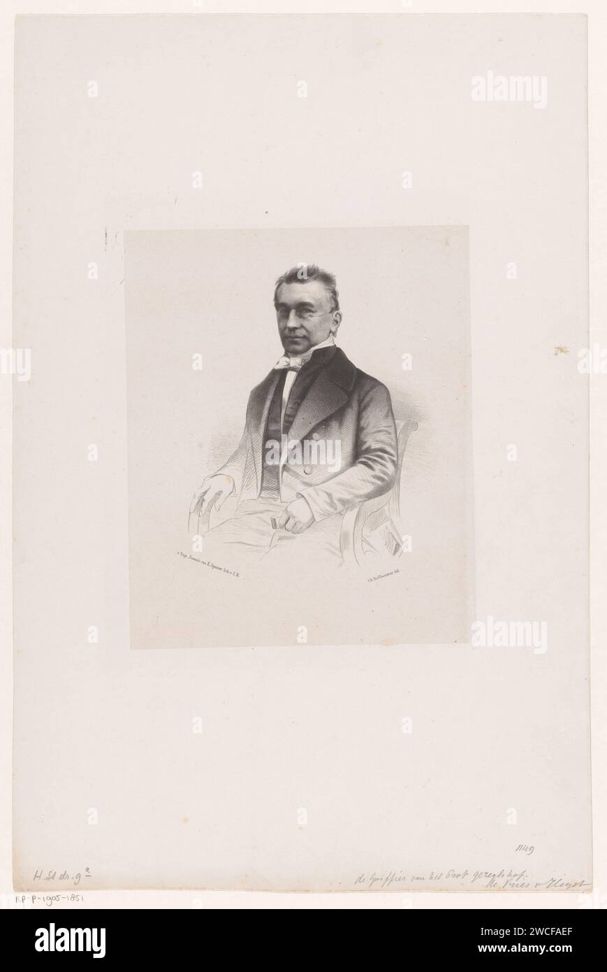 Portrait of Fr. Mar. de Vries van Heyst., Johan Hendrik Hoffmeister ...