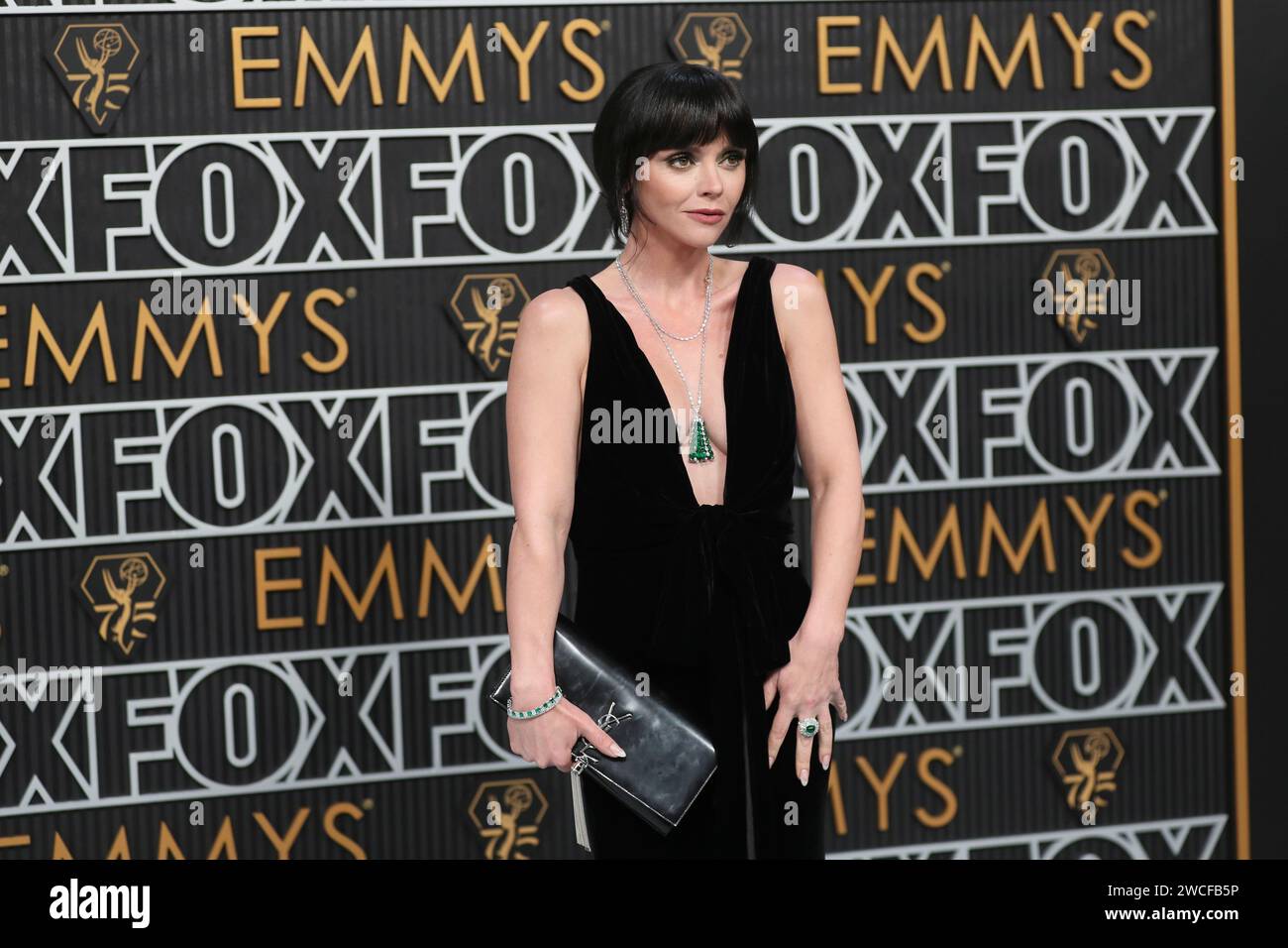 Christina Ricci poses for a Red Carpet portrait at the 75th Emmy Awards ...