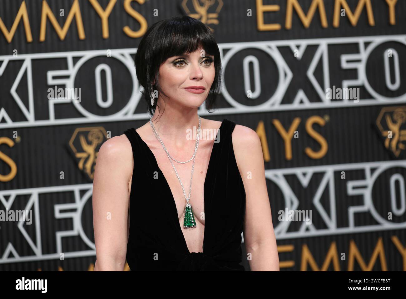 Christina Ricci poses for a Red Carpet portrait at the 75th Emmy Awards ...