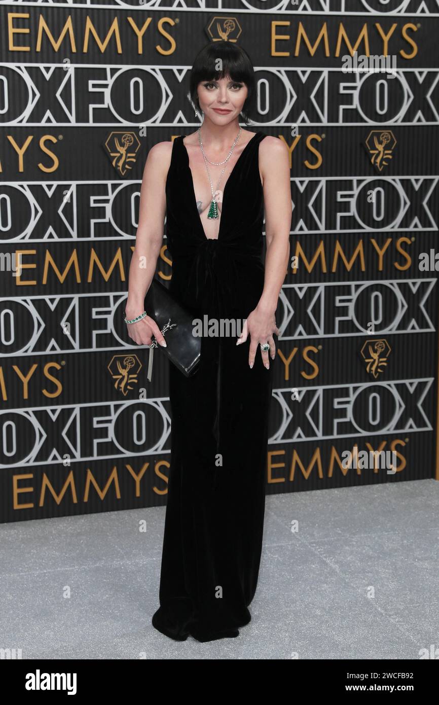Christina Ricci poses for a Red Carpet portrait at the 75th Emmy Awards ...
