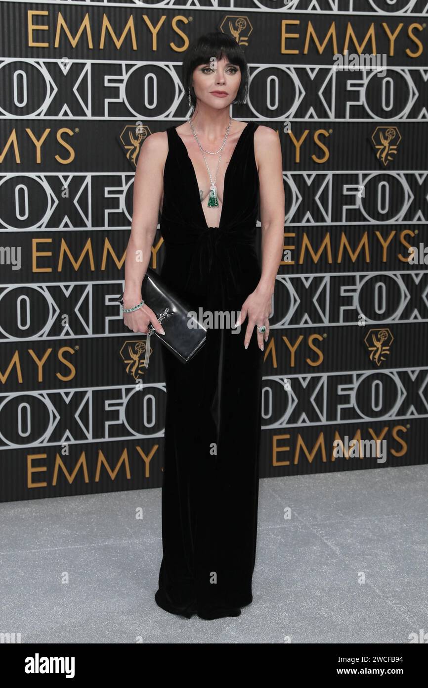 Christina Ricci poses for a Red Carpet portrait at the 75th Emmy Awards ...