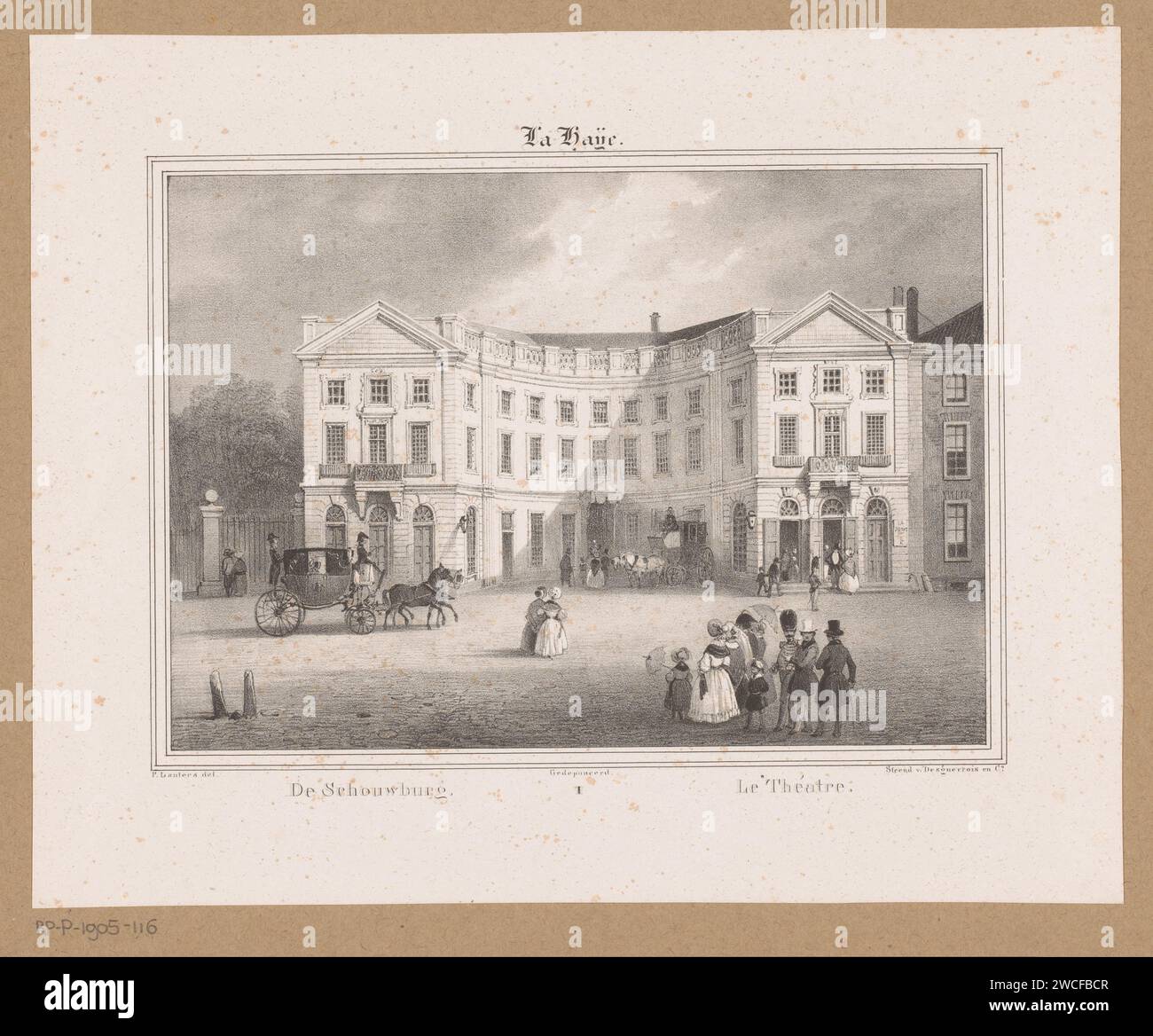 View of the Royal Schouwburg, Paulus Lauters, 1827 - 1875 print paper ...