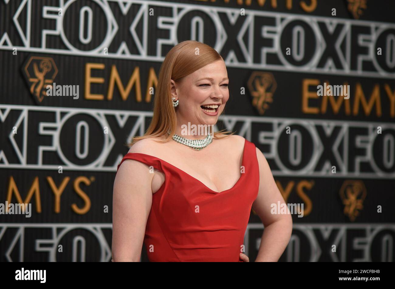 Sarah Snook arrives at the 75th Primetime Emmy Awards on Monday, Jan ...