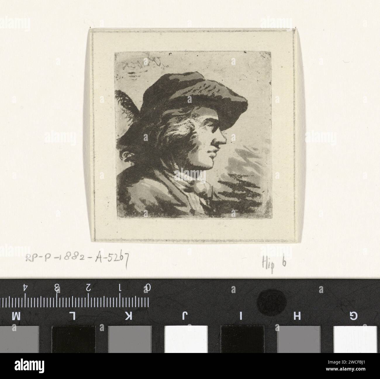 Portrait and Profil van Man with Feathered hat, Hermanus Fock, 1781 ...