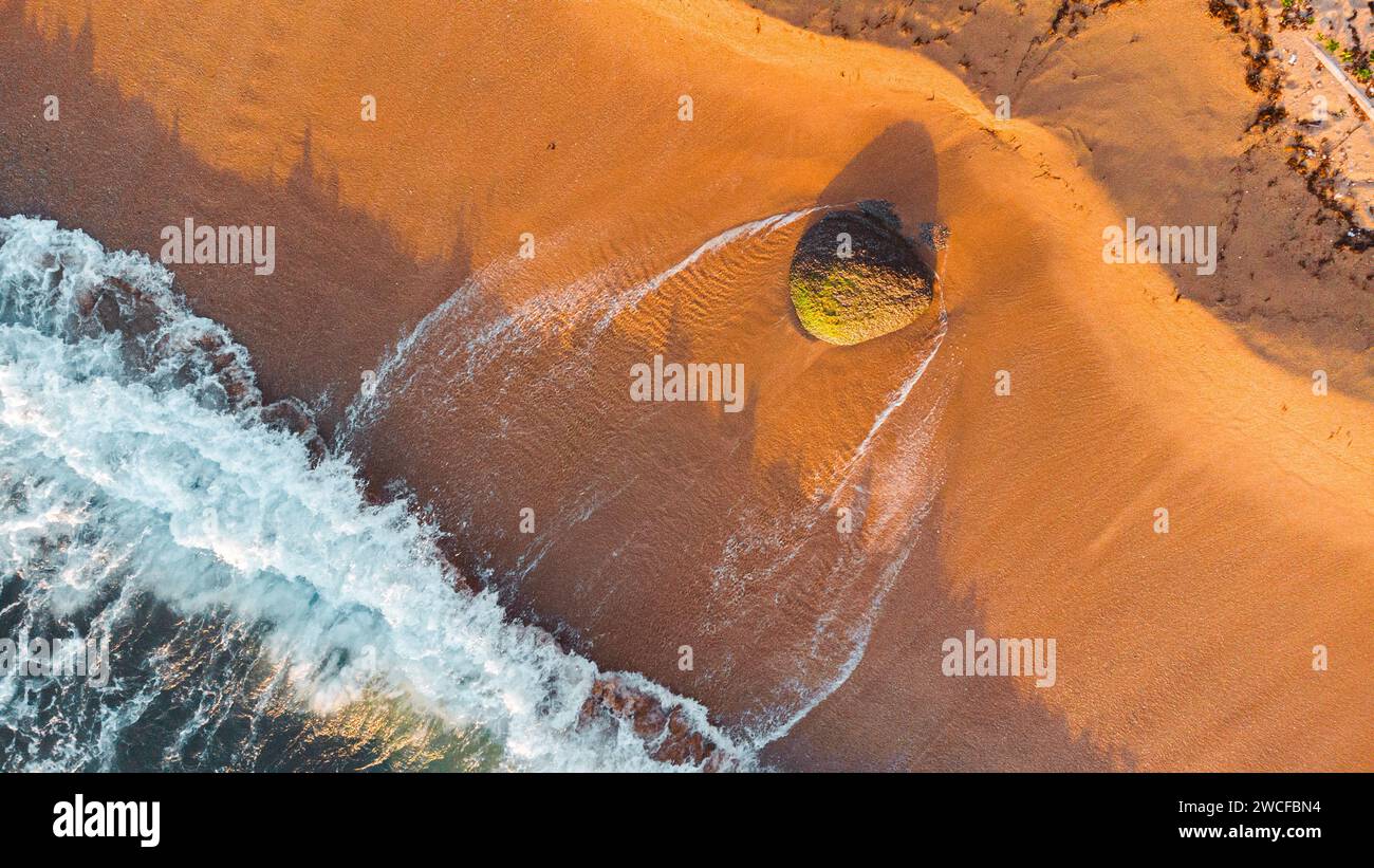 Puerto rico beach aerial top down perspective in the morning from ...