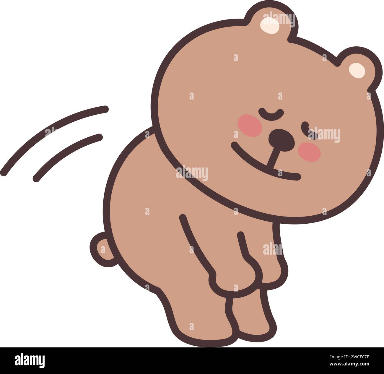 Cartoon bear bowing to someone. Vector illustration isolated on a ...