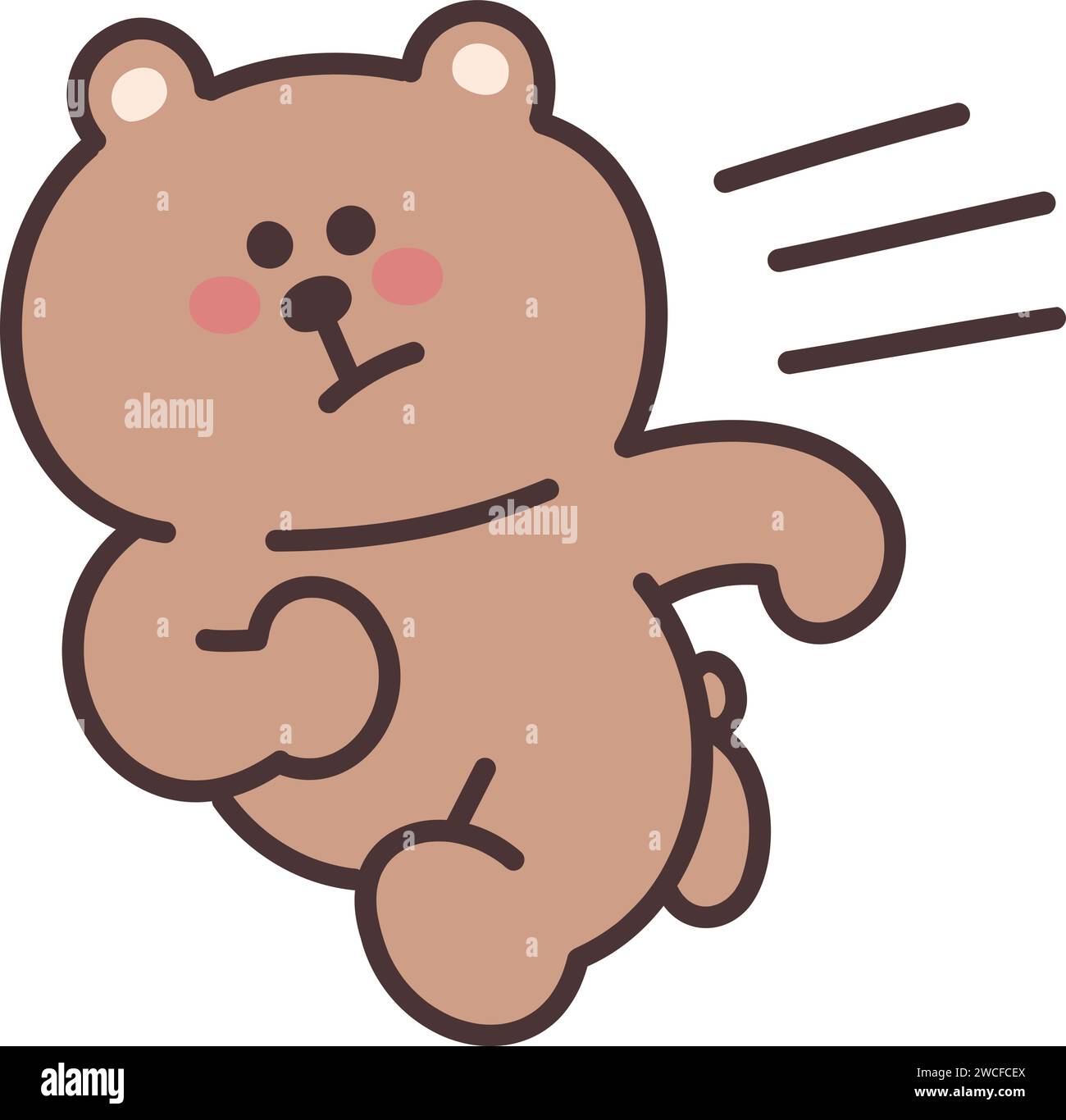 Cartoon teddy bear sprinting for somewhere. Vector illustration ...
