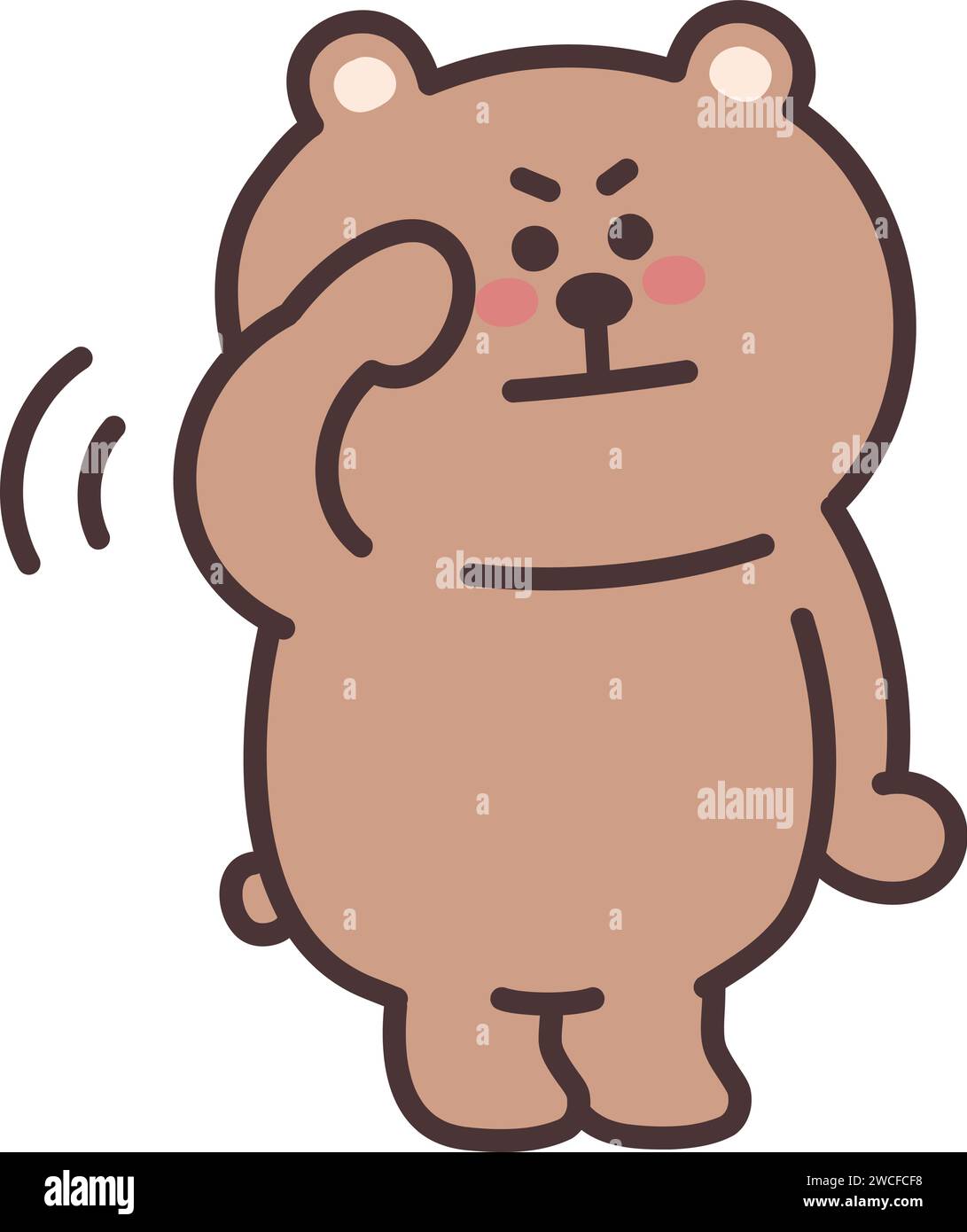 Cartoon bear accepting something gladly. Vector illustration isolated ...