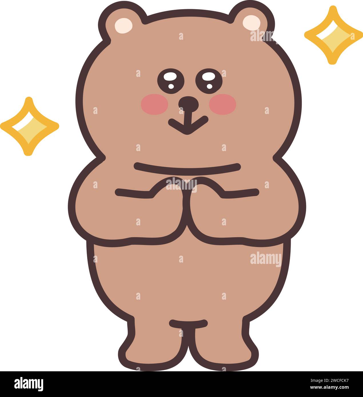 Cartoon teddy bear being Impressed. Vector illustration isolated on a ...