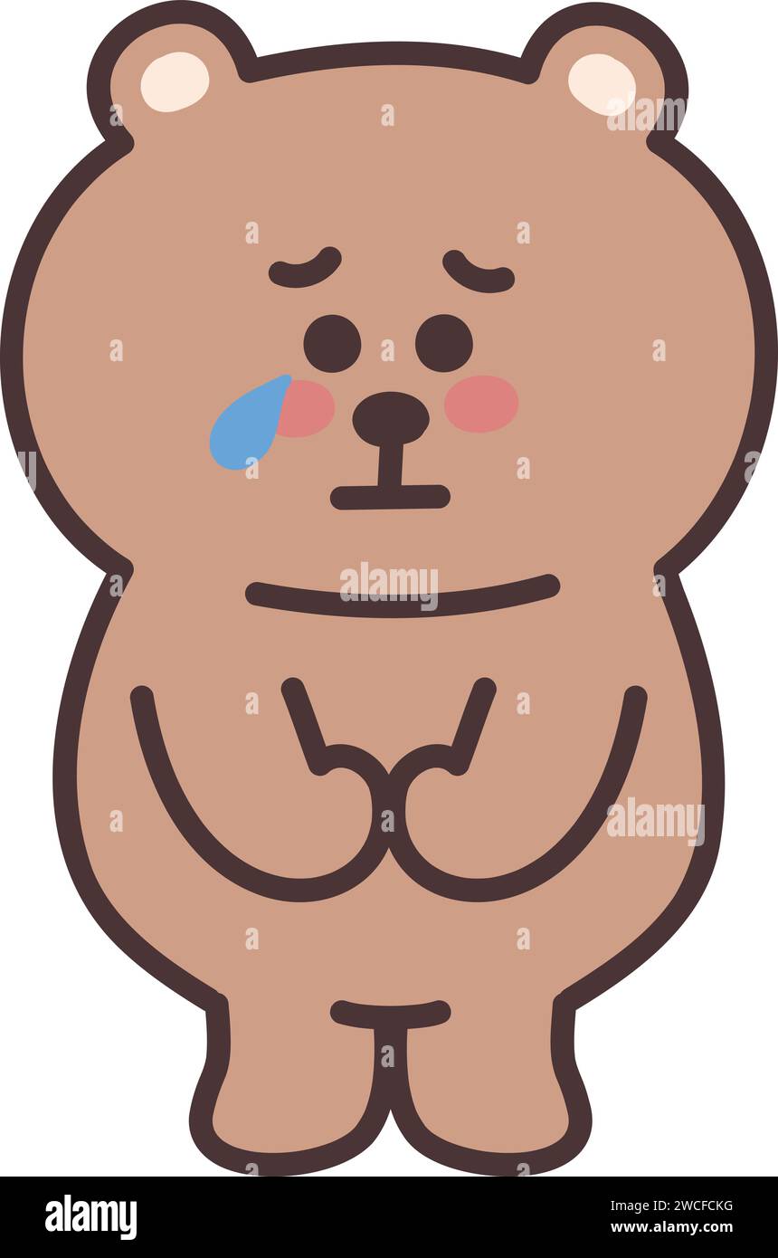 Cartoon bear feeling sorrow for something. Vector illustration isolated ...