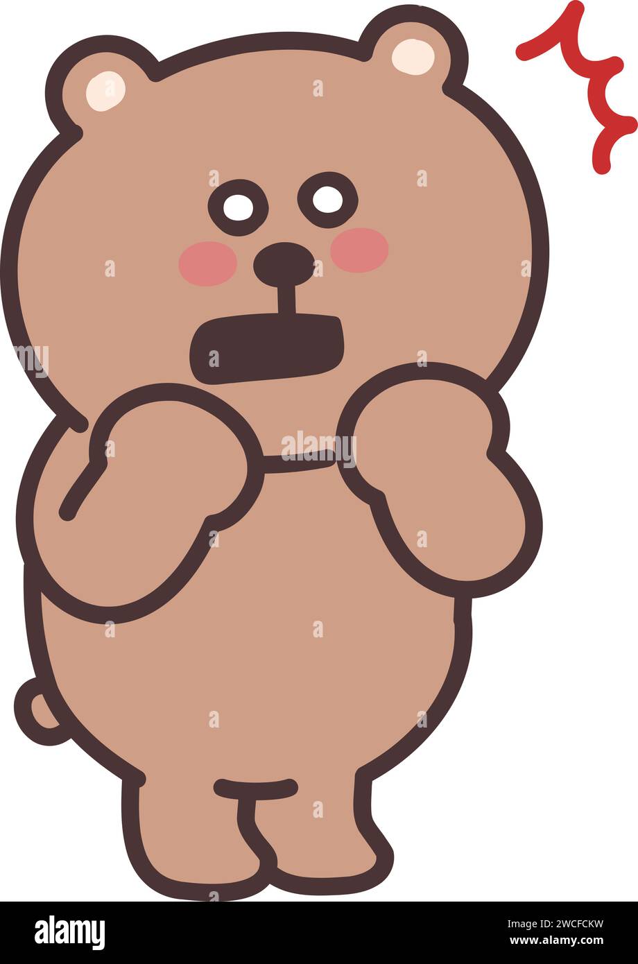 Teddy bear astonishing to something. Vector illustration isolated on a ...