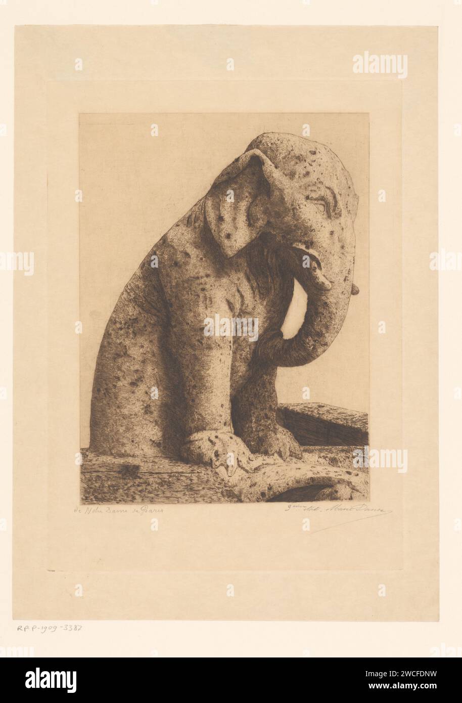 Waterpuwer of Notre -Dame in Paris in the form of an elephant, Marie ...