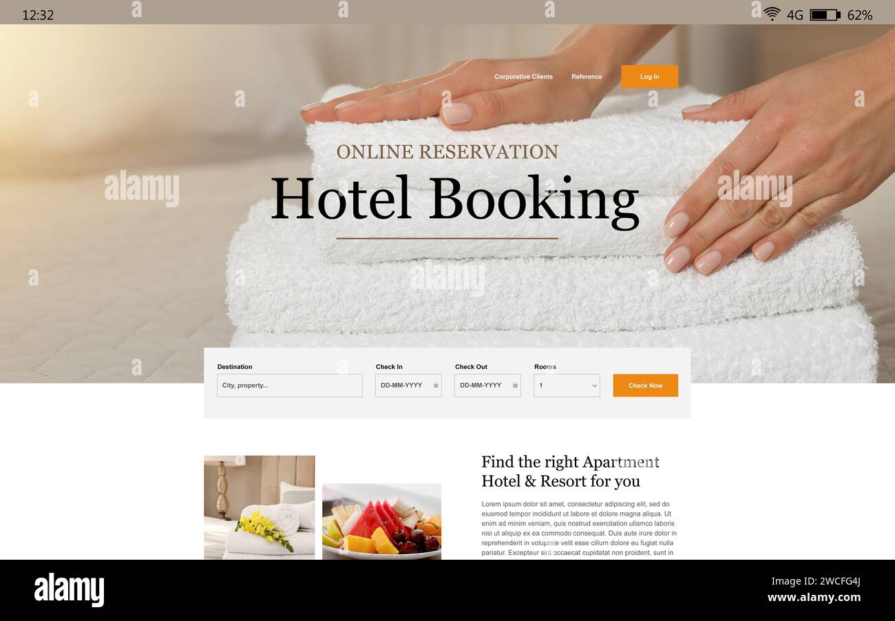 Online hotel booking website interface with information Stock Photo - Alamy