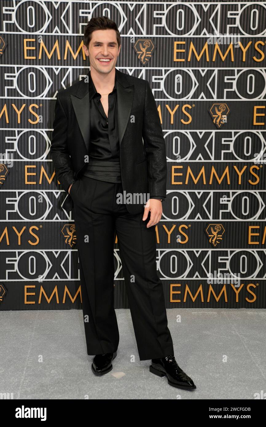 Phil Dunster arrives at the 75th Primetime Emmy Awards on Monday, Jan ...