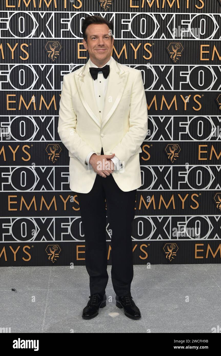 Jason Sudeikis arrives at the 75th Primetime Emmy Awards on Monday, Jan ...