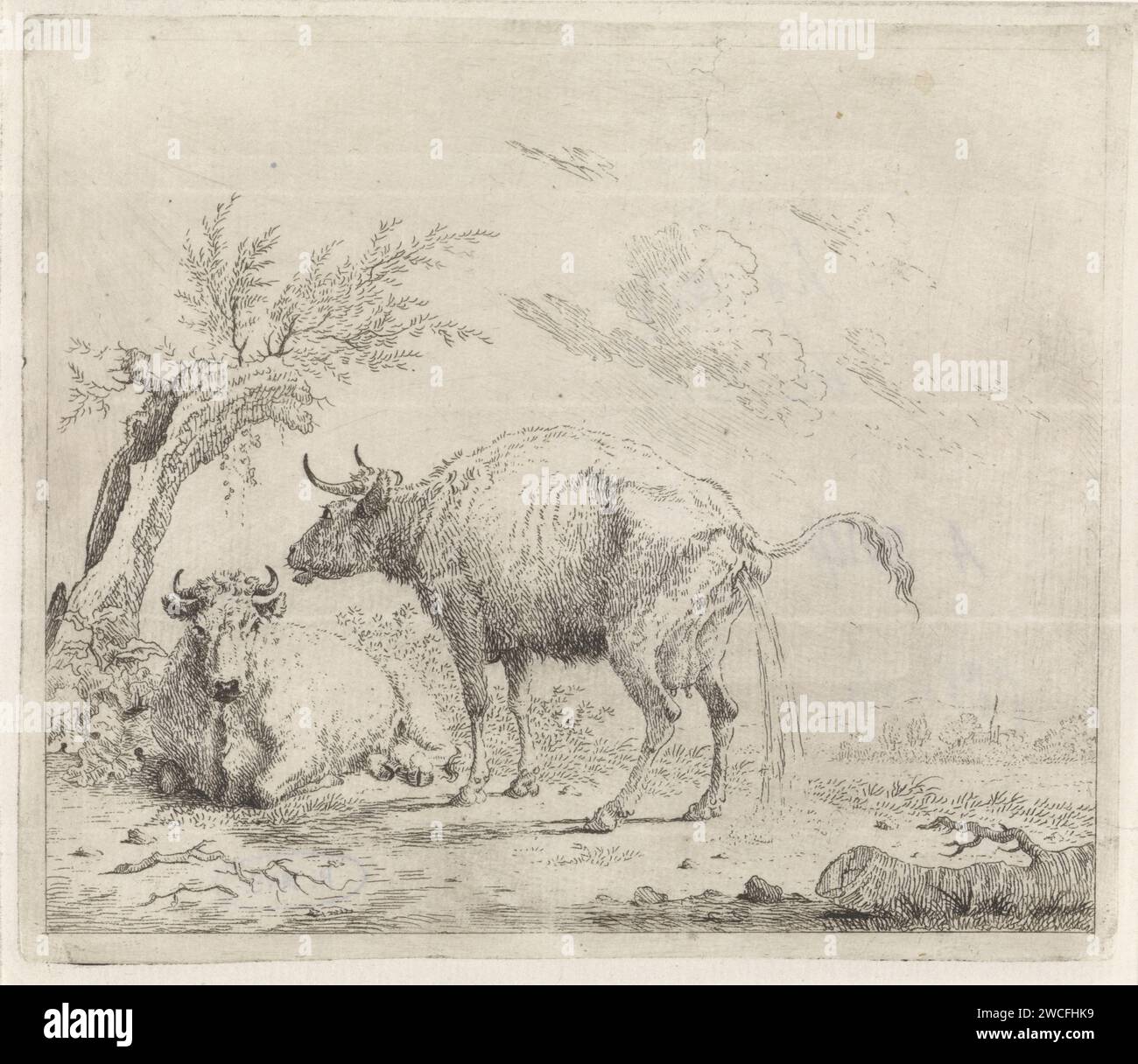Landscape with two cows, Dirk van Oosterhoudt, 1766 - 1830 print Thus ...