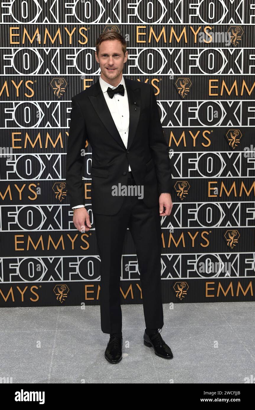 Alexander Skarsgard arrives at the 75th Primetime Emmy Awards on Monday ...