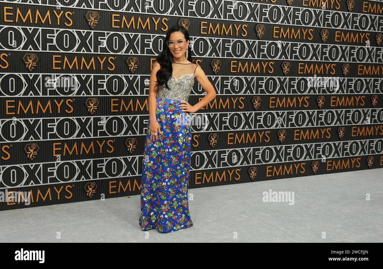Ali Wong poses for a Red Carpet portrait at the 75th Emmy Awards on ...
