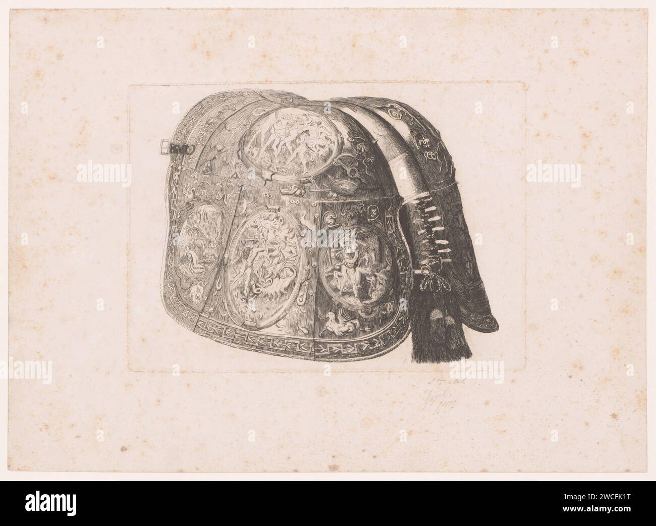 Helmet on which the works of Hercules are engraved, Florimond Buyck ...