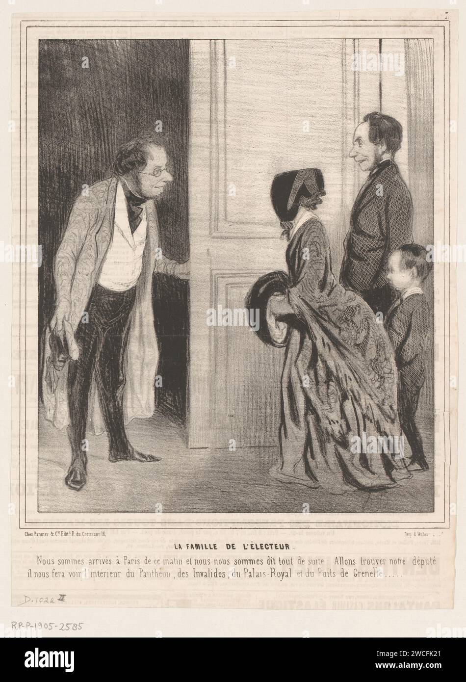 Caricature of an influential voter with his family, Honoré Daumier ...
