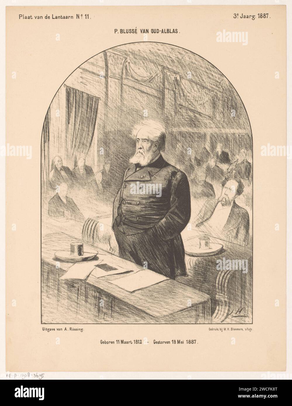 Portrait of Pieter Blussé from Oud-Alblas, Jan Holswilder, 1887 print ...