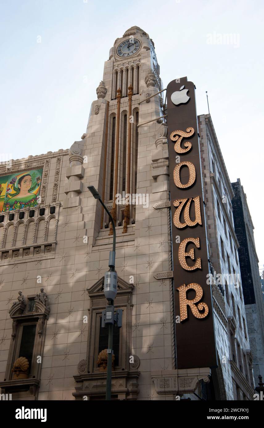 The Art Deco Tower Theater on Broadway in downtown Los. Angeles ...