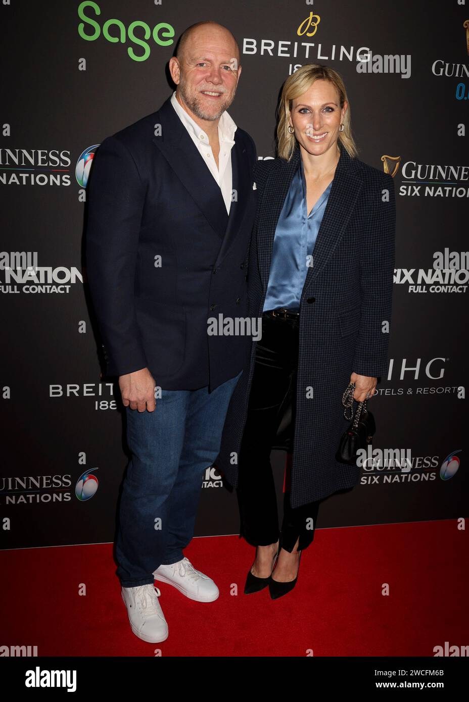 London, UK. 15th Jan, 2024. Mike Tindall and Zara Tindall attend the ...