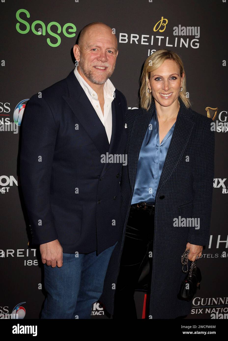 London, UK. 15th Jan, 2024. Mike Tindall and Zara Tindall attend the ...