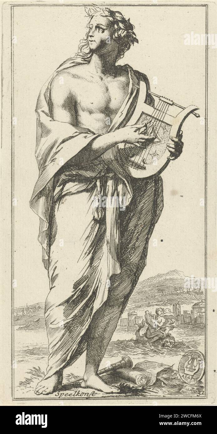 Personification of Music, Arnold Houbraken, 1710 - 1719 print The ...