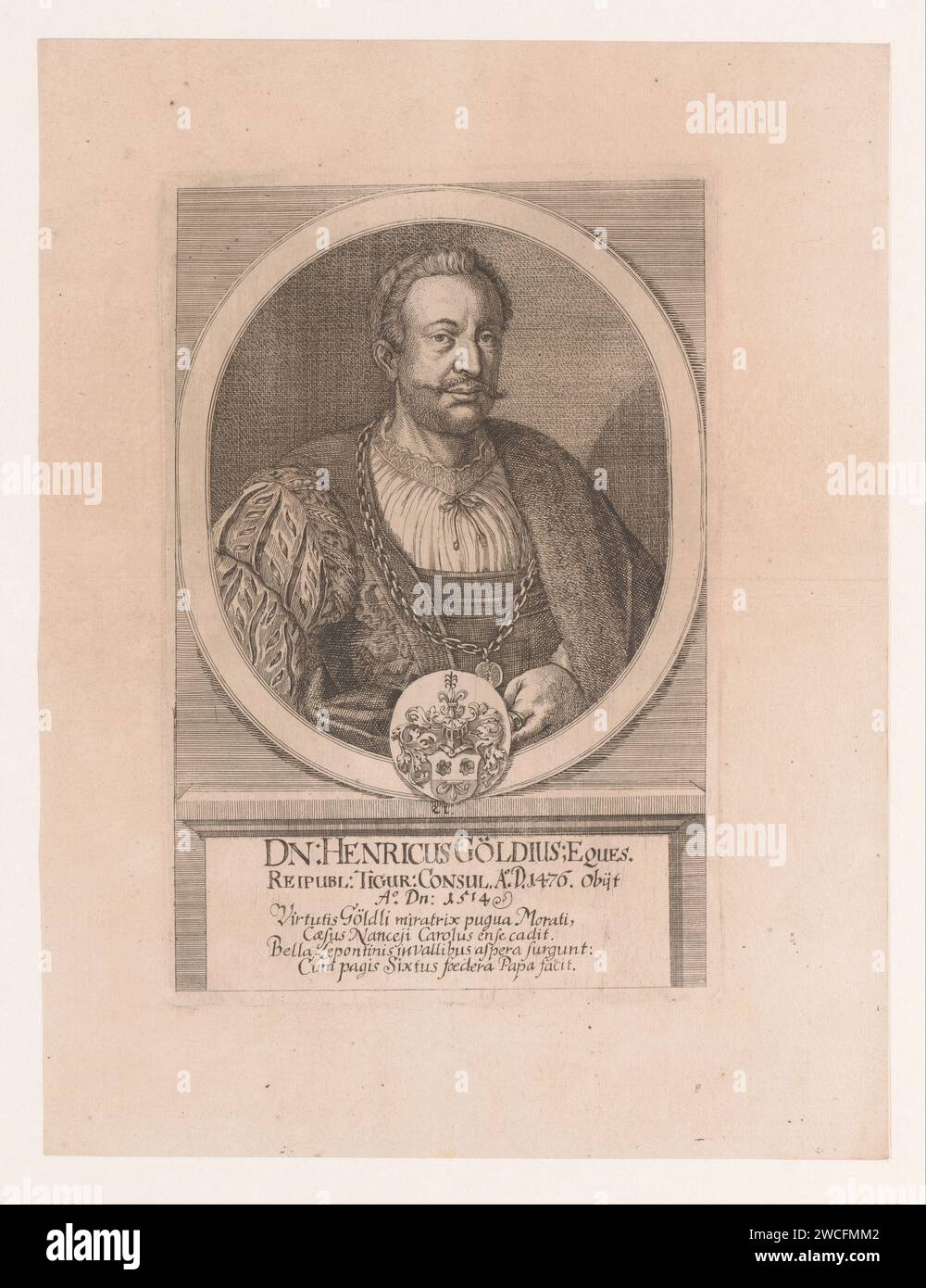 Portret van Heinrich Göldlin, Johannes Meyer (II), 1665 - 1712 print ...