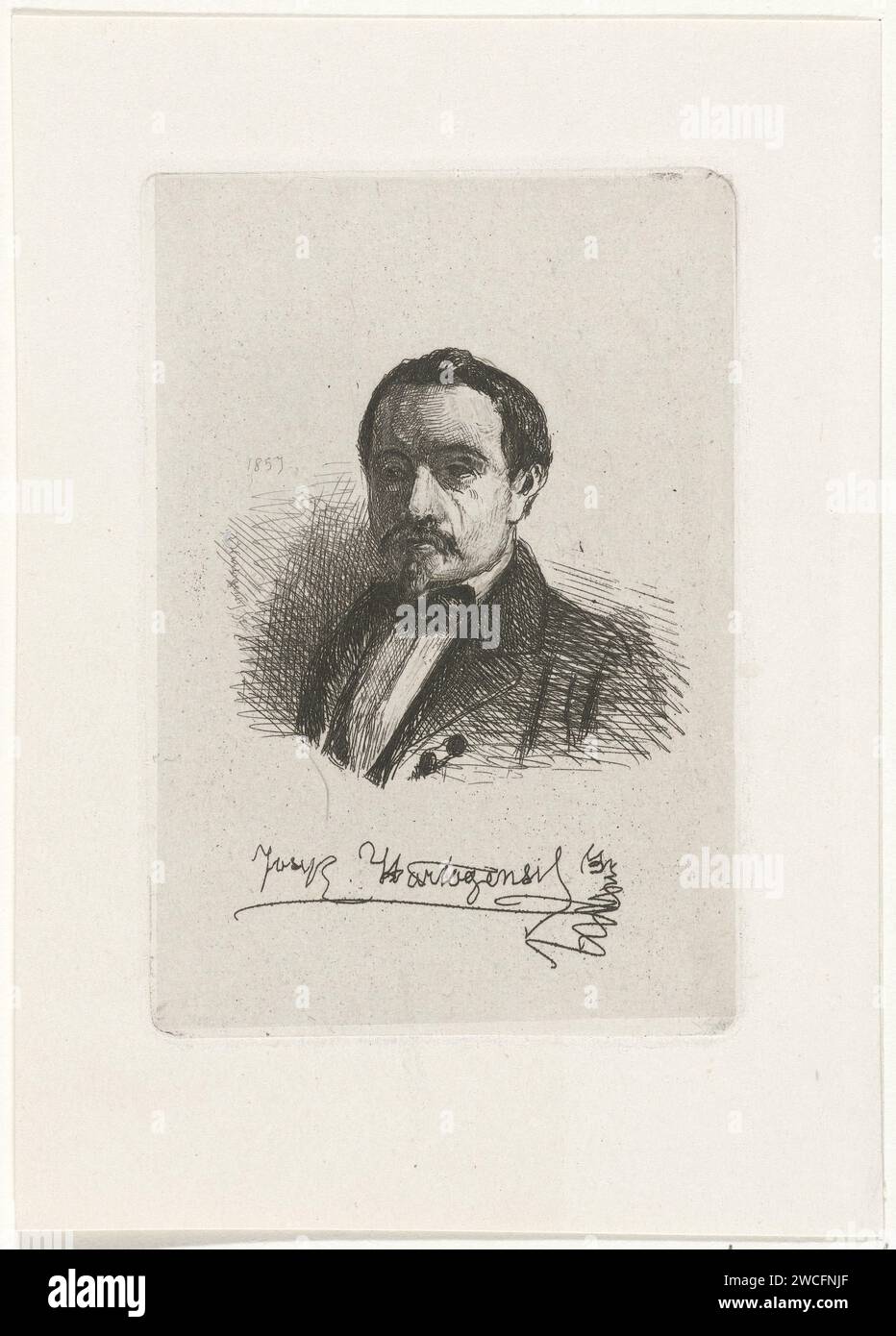 Self -portrait of Joseph Hartogensis, Joseph Hartogensis, 1857 print ...