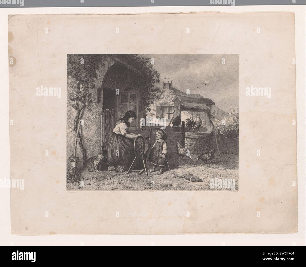 Girl and Boy at Boerenhoeve, Adolf Carel Nunnink, after Jan Gerard ...