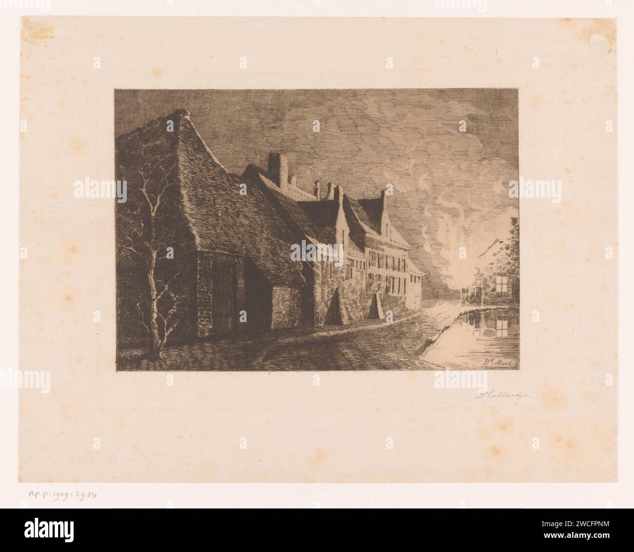 Village view with burning house, Armand Collard, 1848 - 1909 print ...