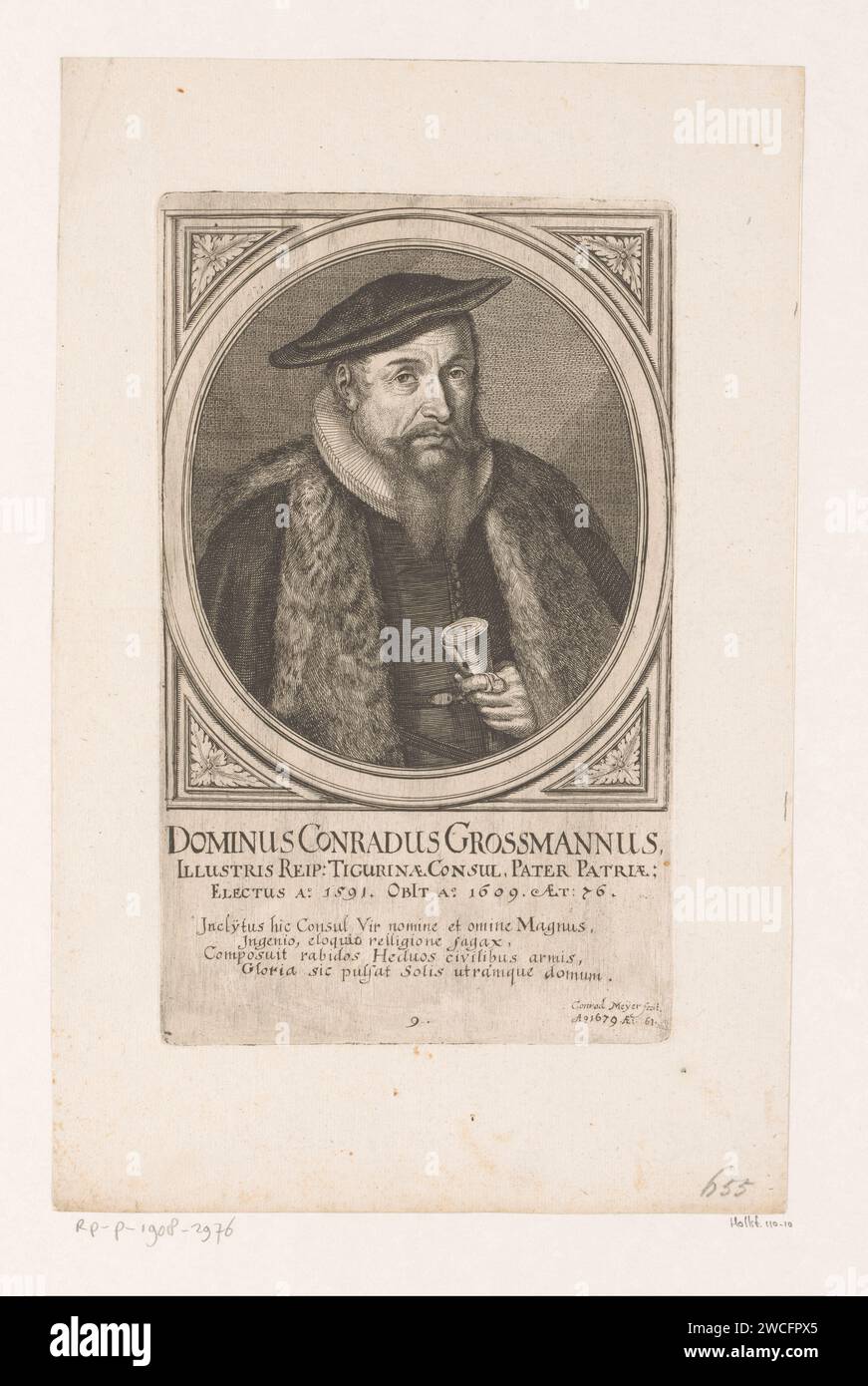 Portret van Conrad Grossmann, Conrad Meyer, 1679 print paper engraving ...